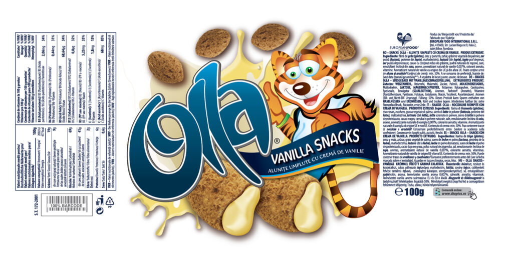 Alunite Olla Snack umplute cu crema de vanilie 100g - Shopius