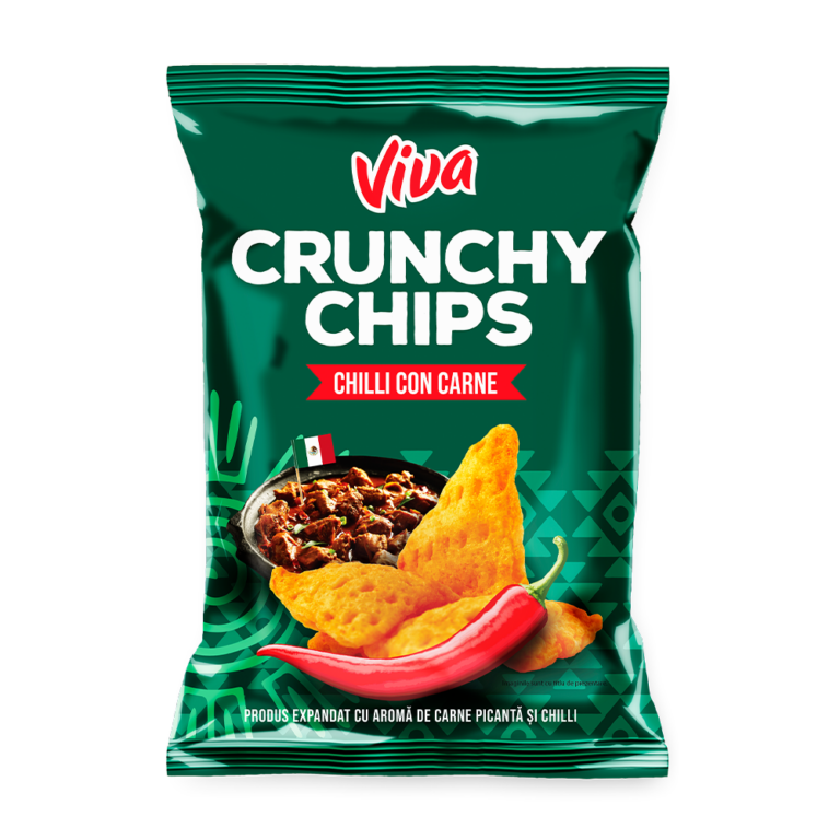 VIVA Crunchy Chips aromă carne picantă şi chilli 100g 🍗🌶️